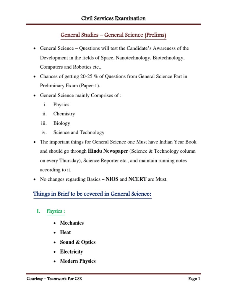 CSE General Science Prep Guide | PDF | Matter | Chemistry