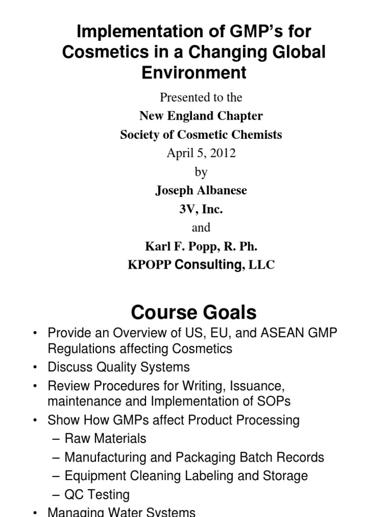 Cosmetic GMP Implementation Part 1 | PDF