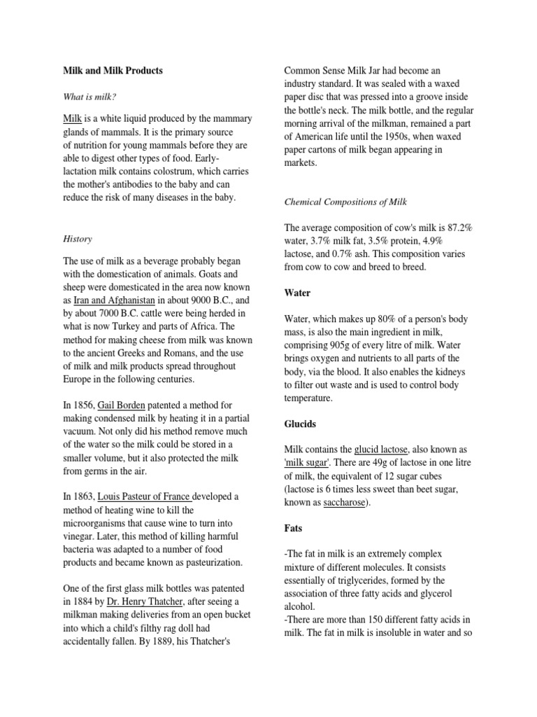 What Is Milk?: Milk and Milk Products | PDF | Dairy | Milk