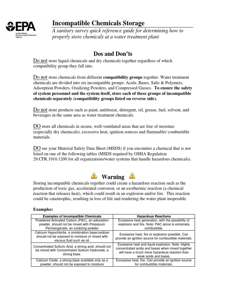 Incompatible Chemicals and Storage | PDF | Sodium Carbonate | Sodium ...