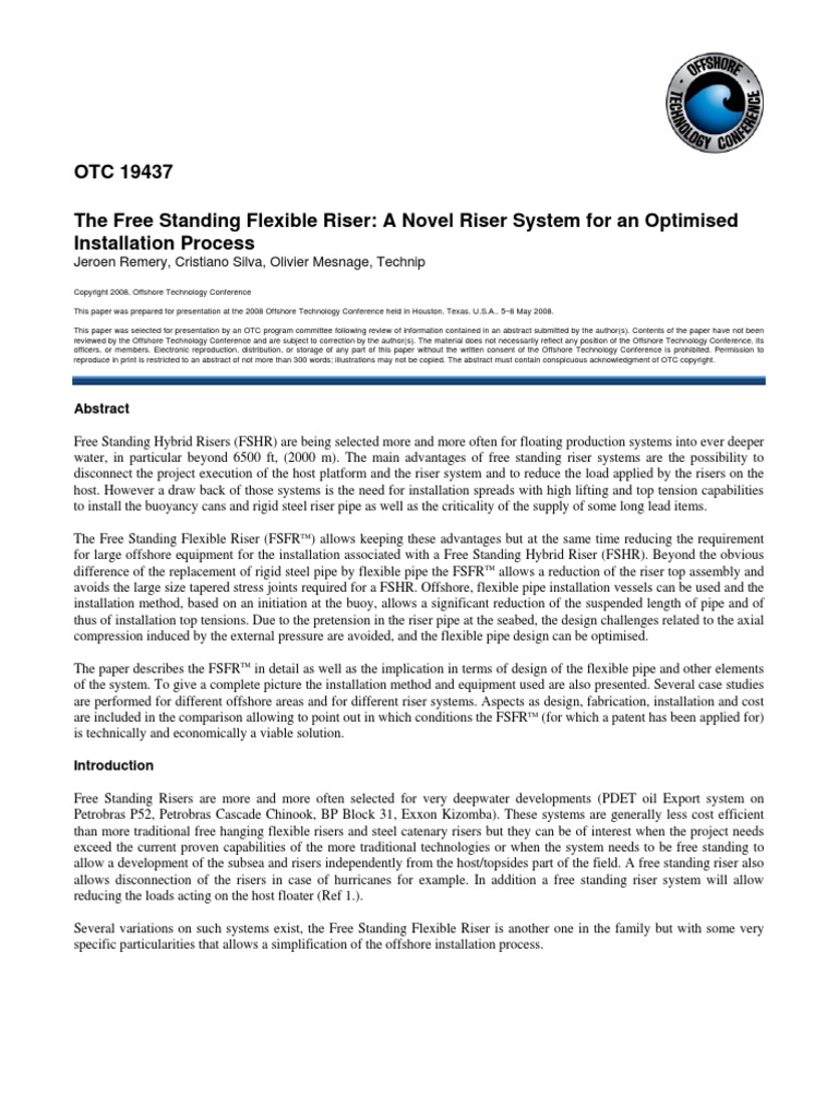 The Free Standing Flexible Riser | PDF | Buckling | Pipe (Fluid Conveyance)