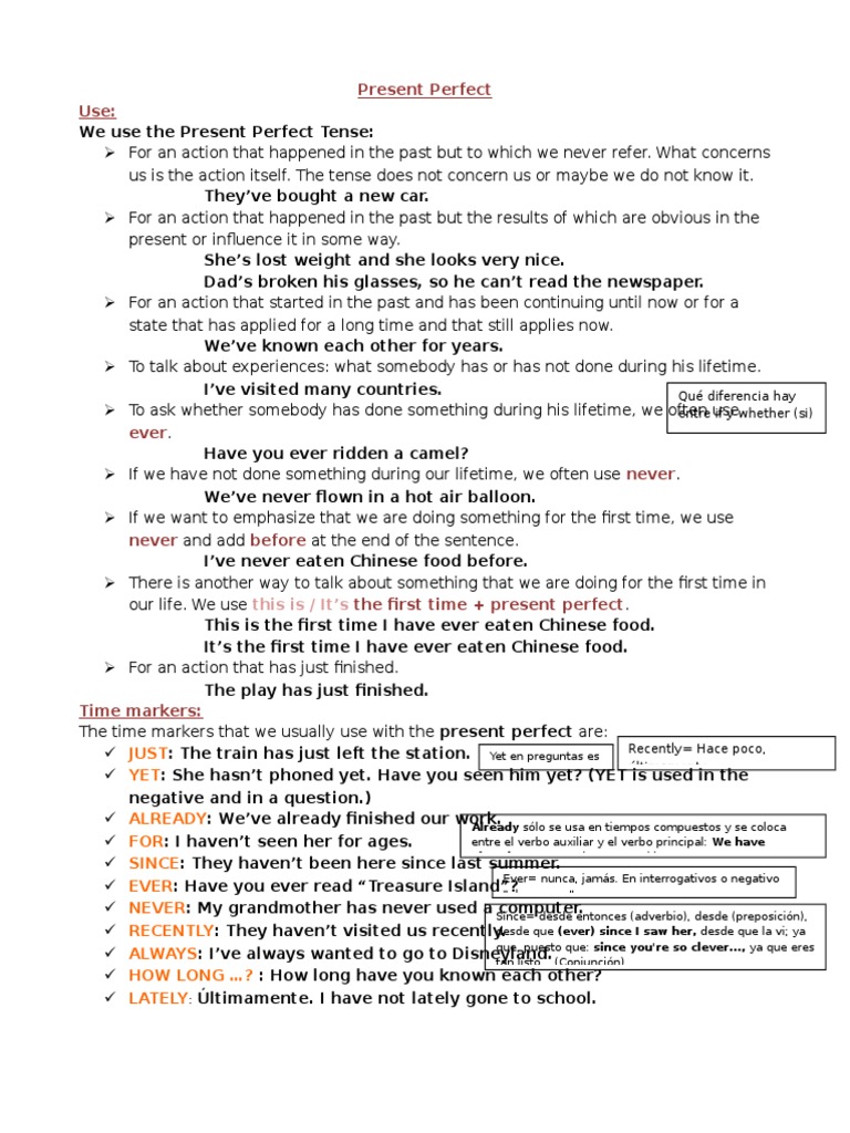 Present Perfect Uses and Time Markers | PDF | Style (Fiction ...