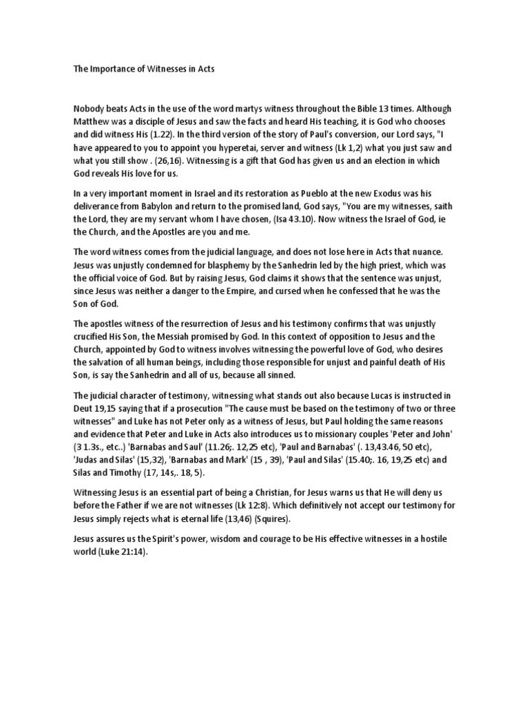 The Role of Witnesses in Acts | PDF | Acts Of The Apostles | Jesus