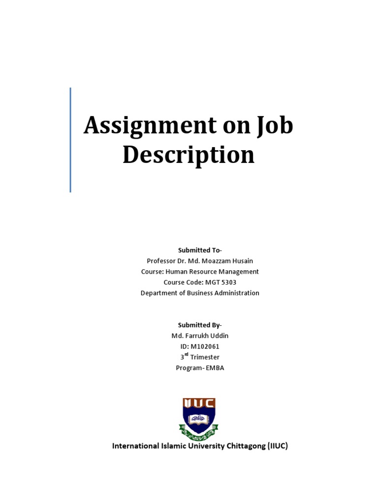 Assignment On Job Description and Job Specification | PDF | Banks | Loans