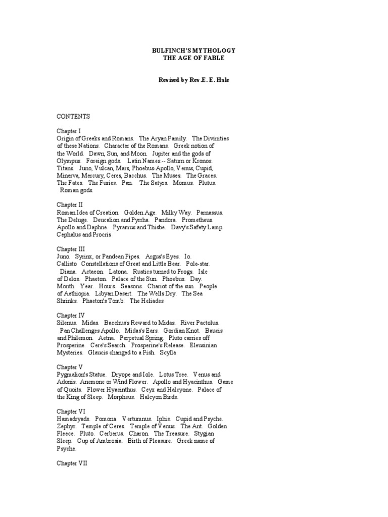 Bulfinch's Mythology | PDF | Mythology | Greek Mythology