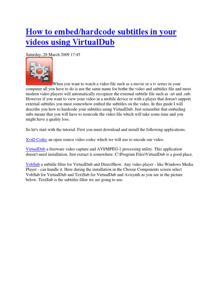 Easy Hardsubbing Using VirtualDub | PDF | Media Technology | Computing