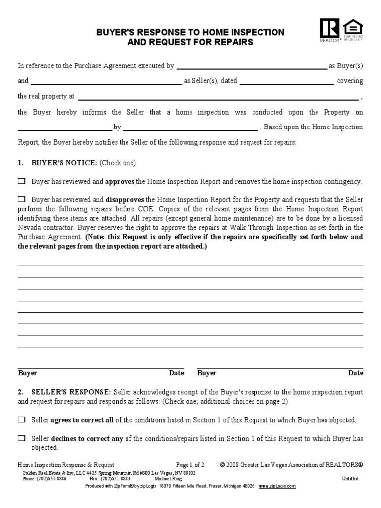 BuyersResponseHomeInspection Zip | Real Estate | Property