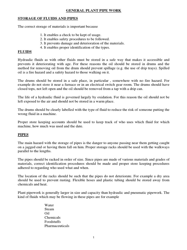 Plant Pipework Storage and Safety Guide | PDF | Valve | Explosion