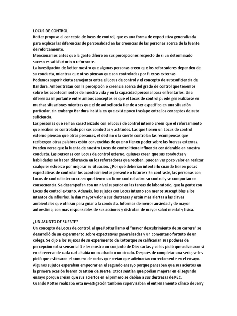 Locus de Control | PDF | Percepción | Comportamiento