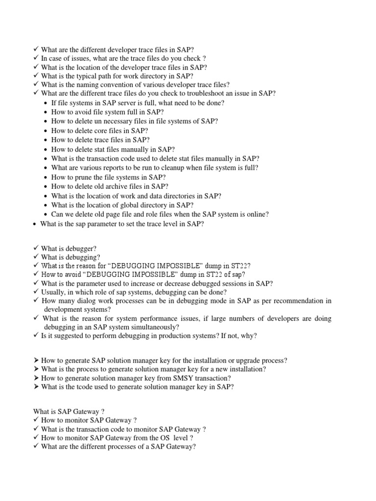 Sap Basis Questions | PDF | Oracle Database | Database Index