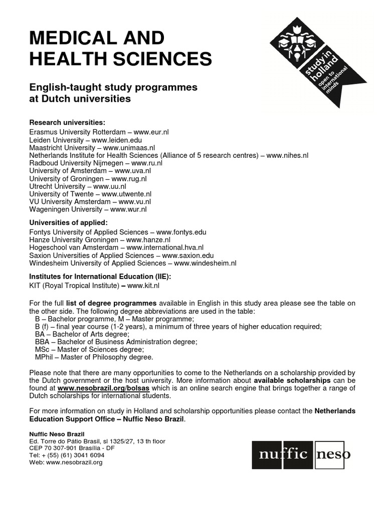 Medical and Health Sciences - Leaflet | PDF | Academic Degree | Master ...