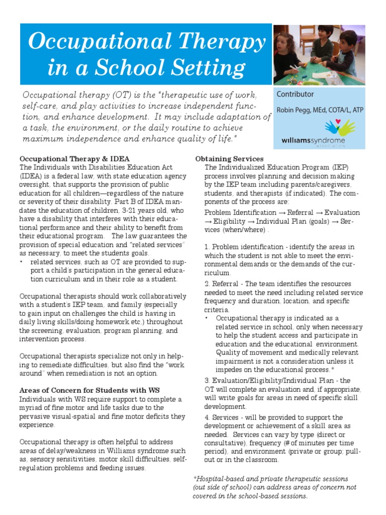 Occupational Therapy in A School Setting: Contributor | PDF ...
