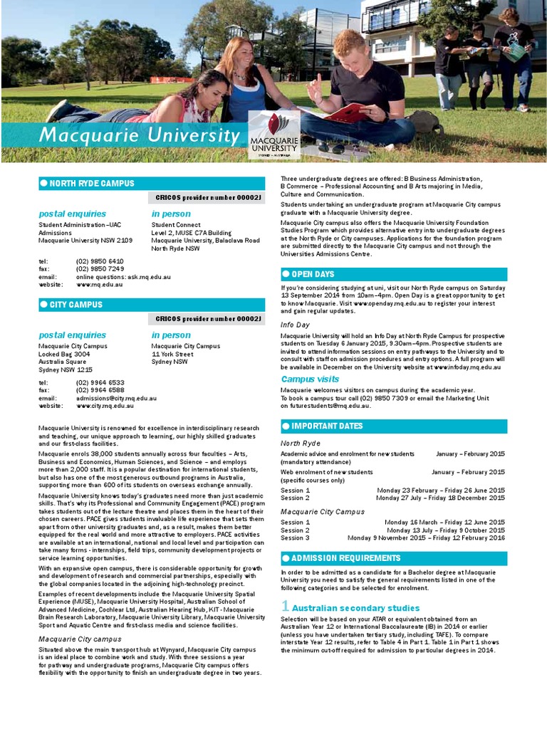 Macquarie University: North Ryde Campus | Download Free PDF ...