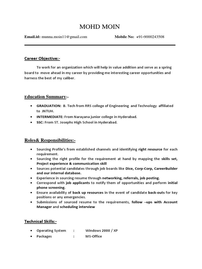 Mohd Moin: Career Objective | PDF | Robot | Robotics