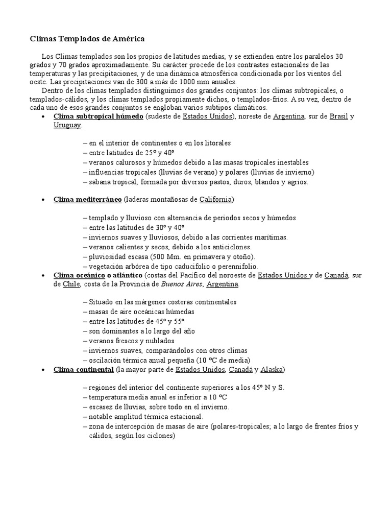 Climas Templados | PDF | Clima templado | Clima