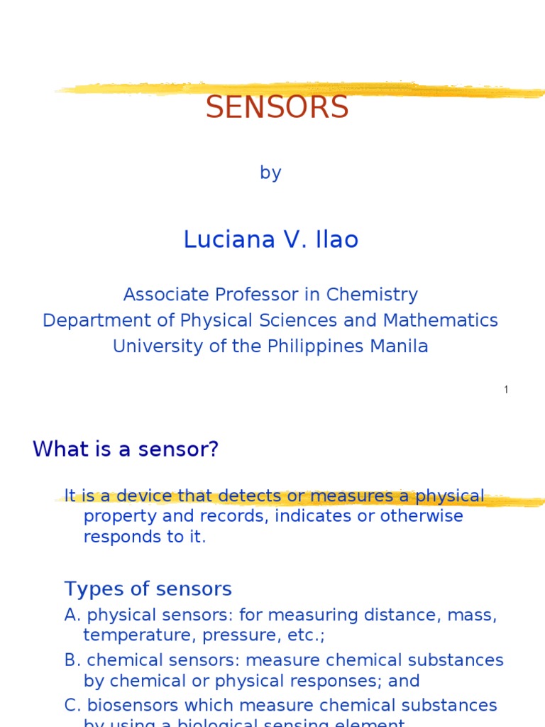 Lecture On Sensors | PDF | Biosensor | Scanning Electron Microscope