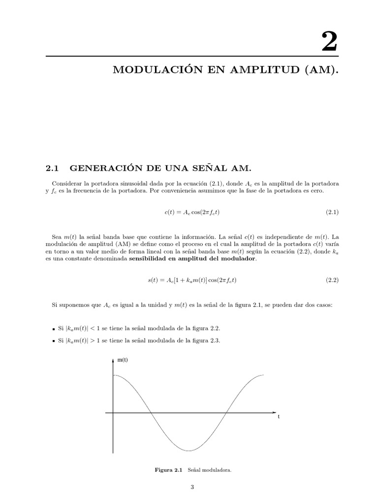 Modulaci On en Amplitud (Am) .: 2.1 Generaci Ondeunase Nal Am | PDF | Densidad espectral ...