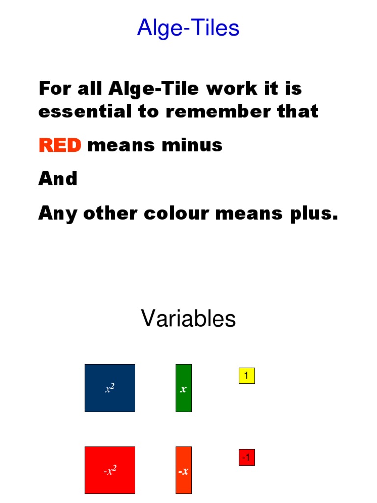 Algebra Tiles Full Show | PDF | Factorization | Equations