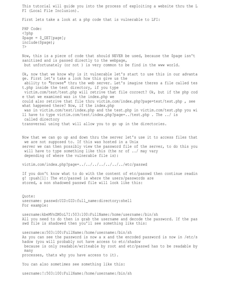LFI Tutorial | PDF | Apache Http Server | Php