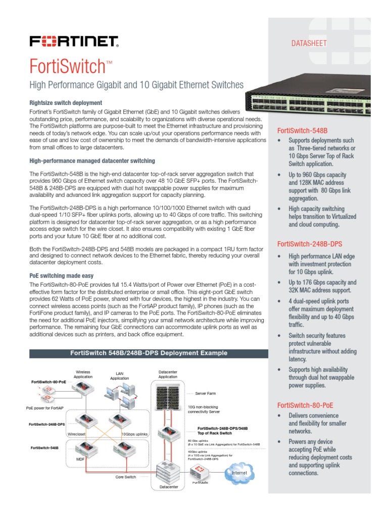 Fortiswitch: High Performance Gigabit and 10 Gigabit Ethernet Switches ...