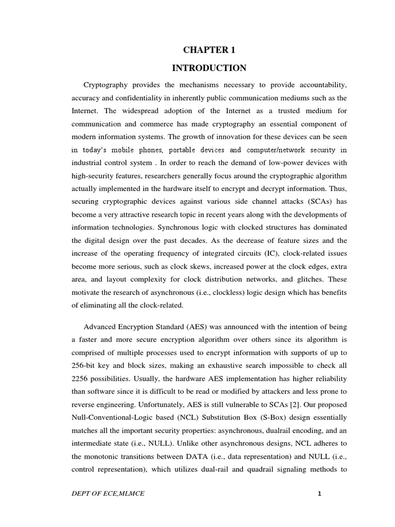 Implementation of Null Convention Logic based Substitution Box for securing Advanced Encryption ...