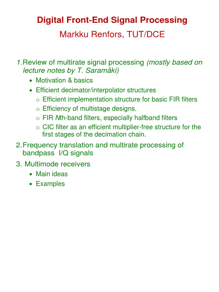 Digital Front End | PDF | Sampling (Signal Processing) | Analog To ...
