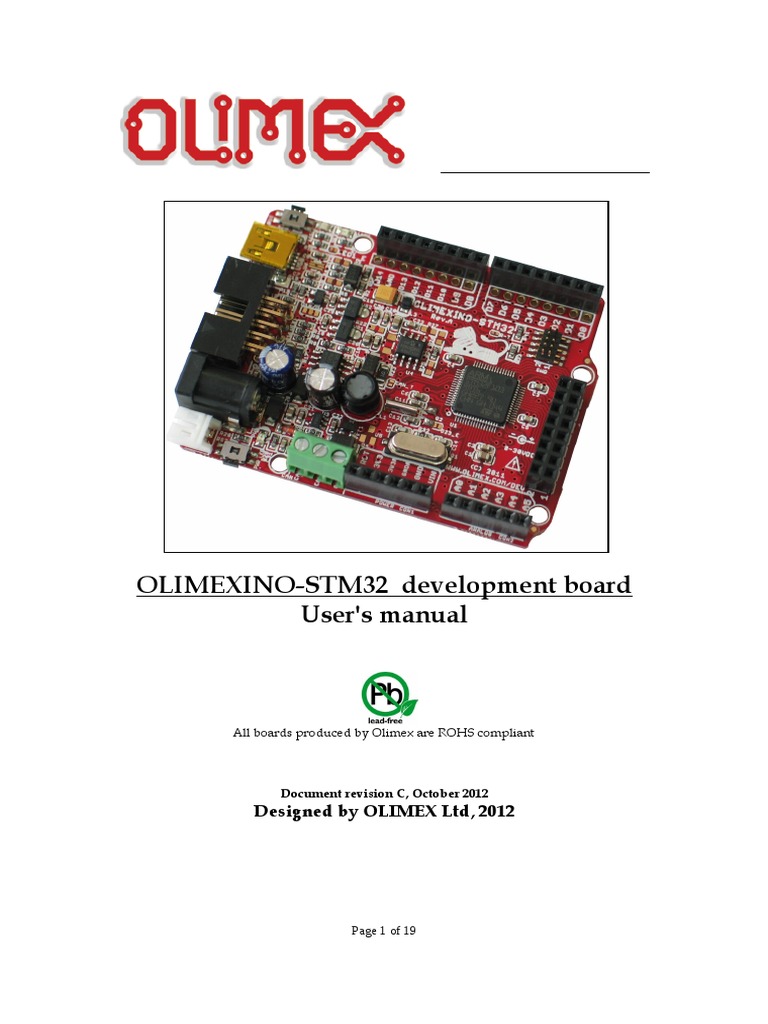 OLIMEXINO-STM32 Development Board User's Manual: Designed by OLIMEX LTD ...