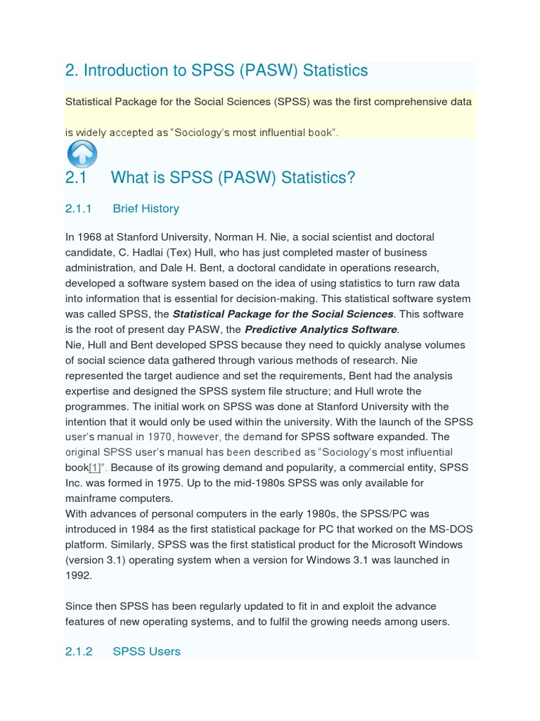 Introduction To SPSS (PASW) Statistics: 2.1.1 Brief History | Download ...