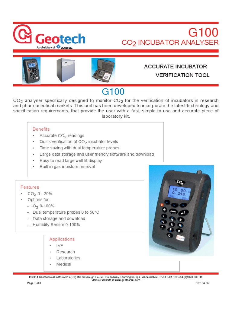 G100 Datasheet | PDF | Oxygen | Calibration