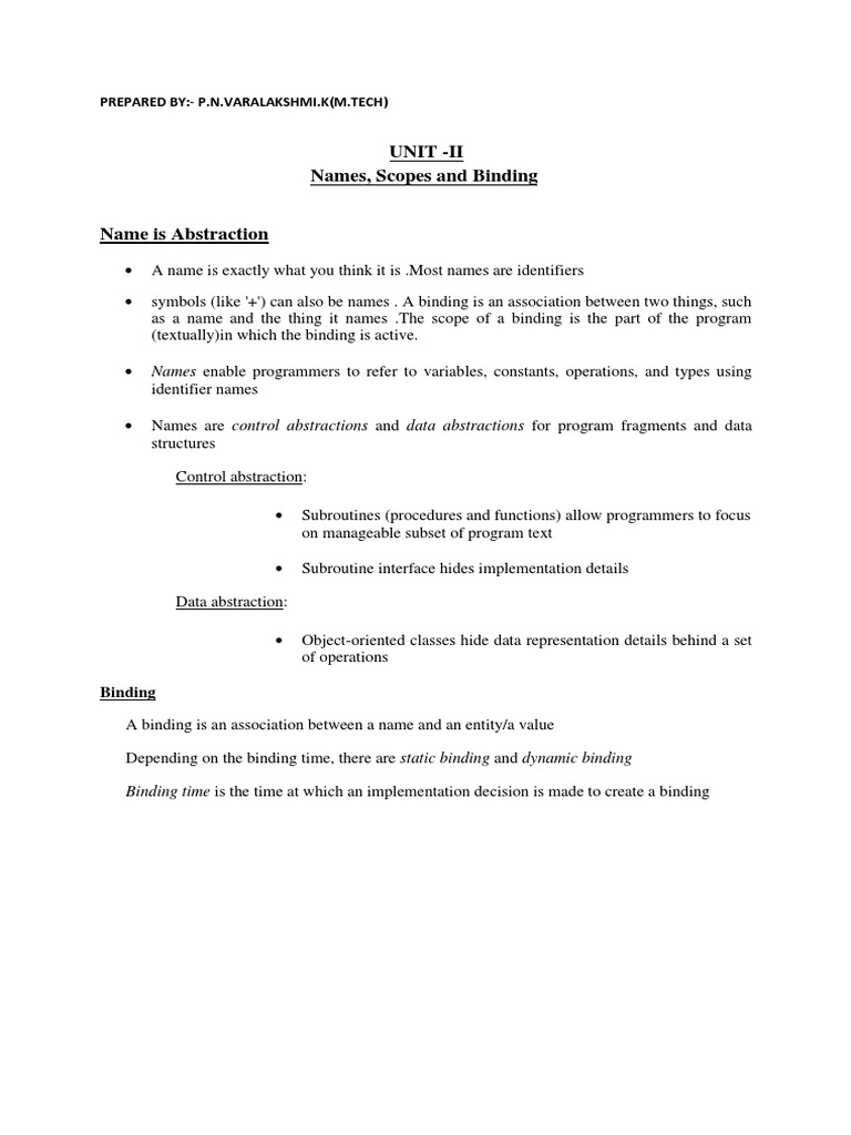 Unit Ii Jntukrjgh Pdf Scope Computer Science Subroutine
