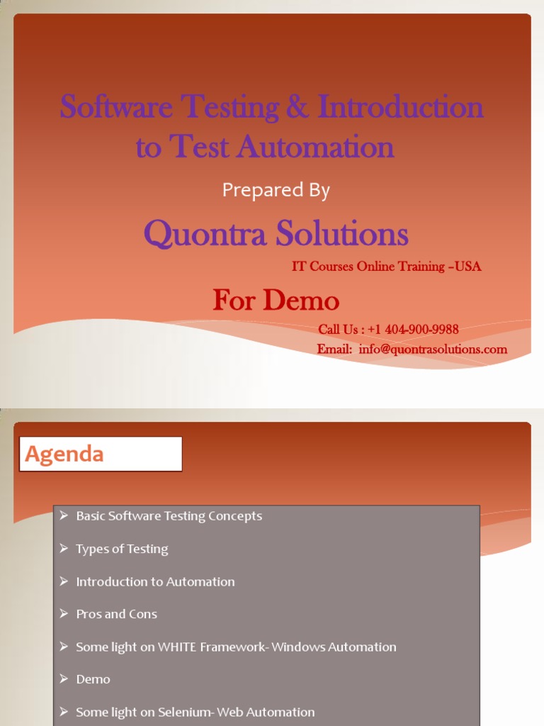 Automationtesting On Selenium By Quontra Solutions Pdf Selenium Software Software Testing