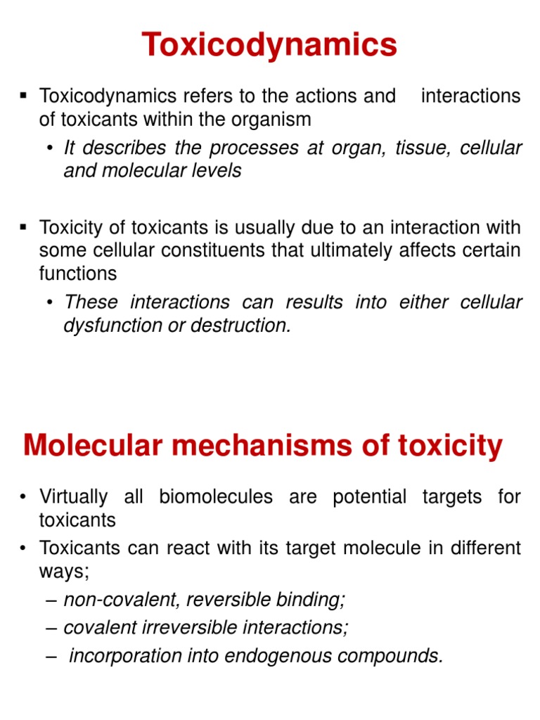 Toxicodynamics: and Molecular Levels | PDF | Reactive Oxygen Species ...