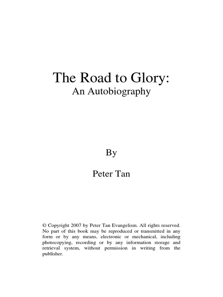 The Road To Glory Peter Tan | PDF
