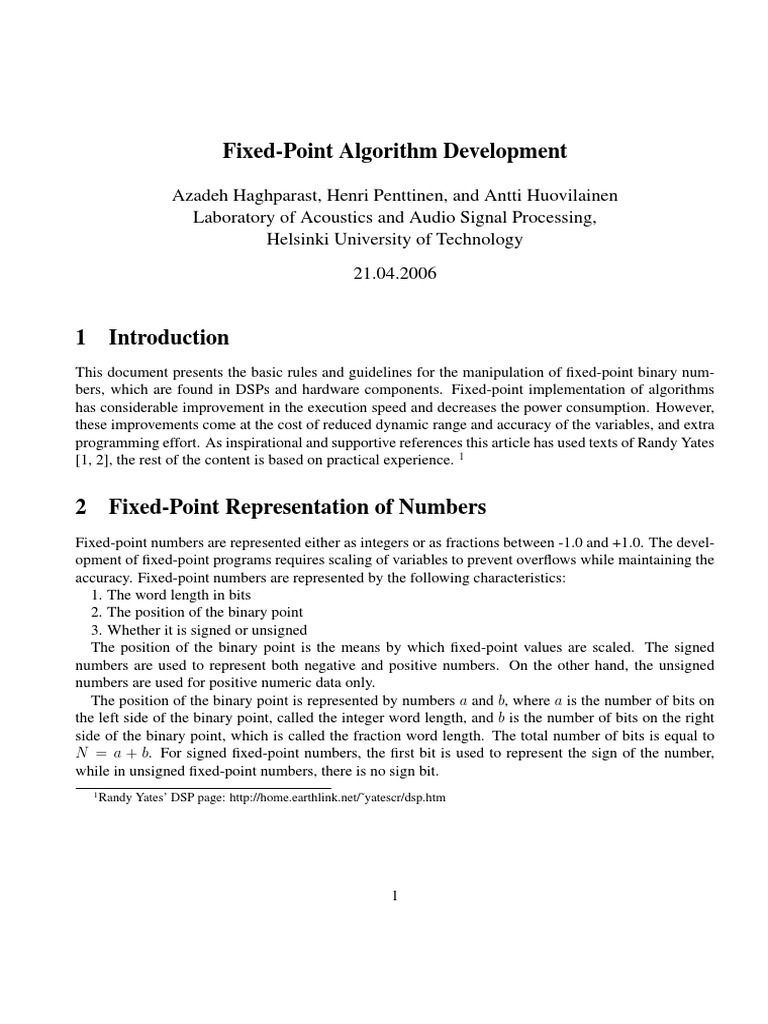 Fixed-Point Algorithm Development | PDF | Multiplication | Integer