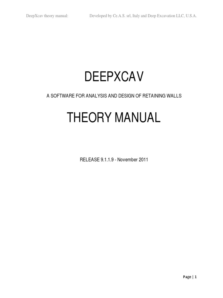 DeepXcav theory manual: Key analysis methods and lateral earth pressure options | PDF | Soil ...