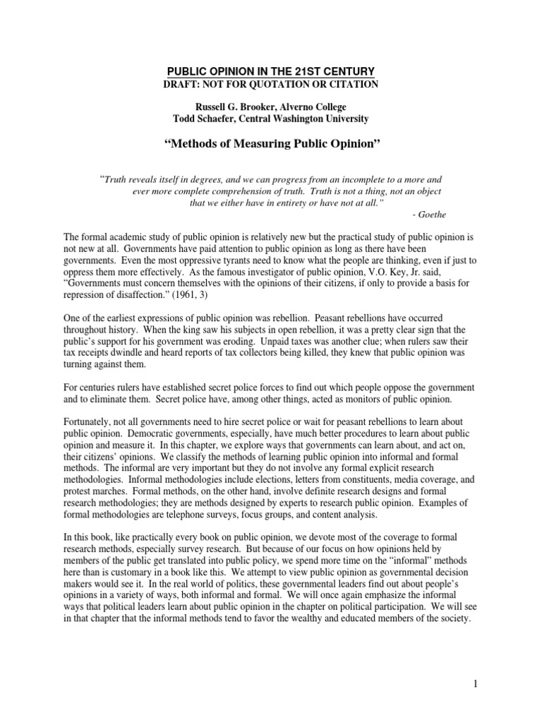 Measuring Public Opinion Methods | PDF | Survey Methodology | Sampling ...