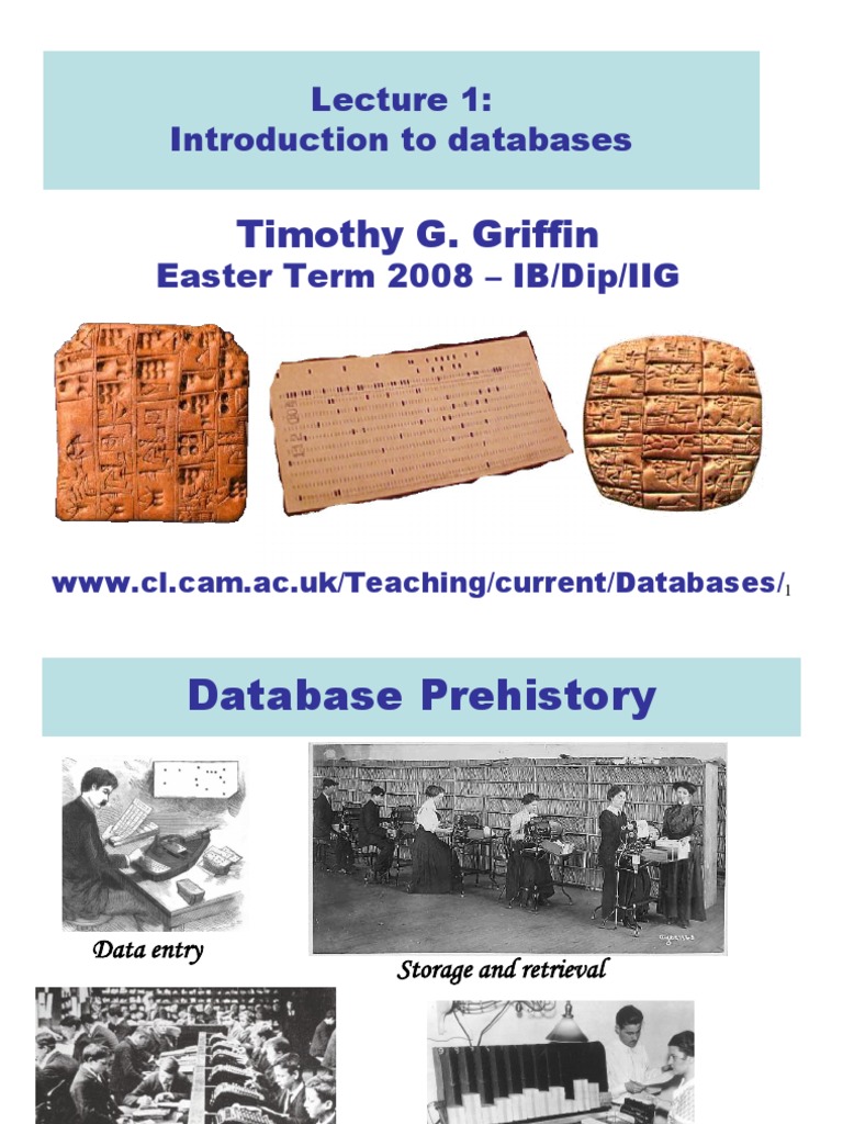 Timothy G. Griffin: Introduction To Databases | PDF | Conceptual Model | Databases