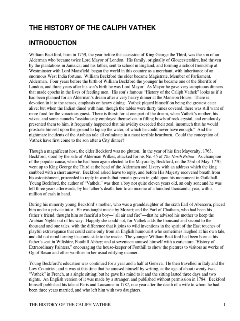 The History of Caliph Vathek by Beckford, William, 1759-1844 | PDF