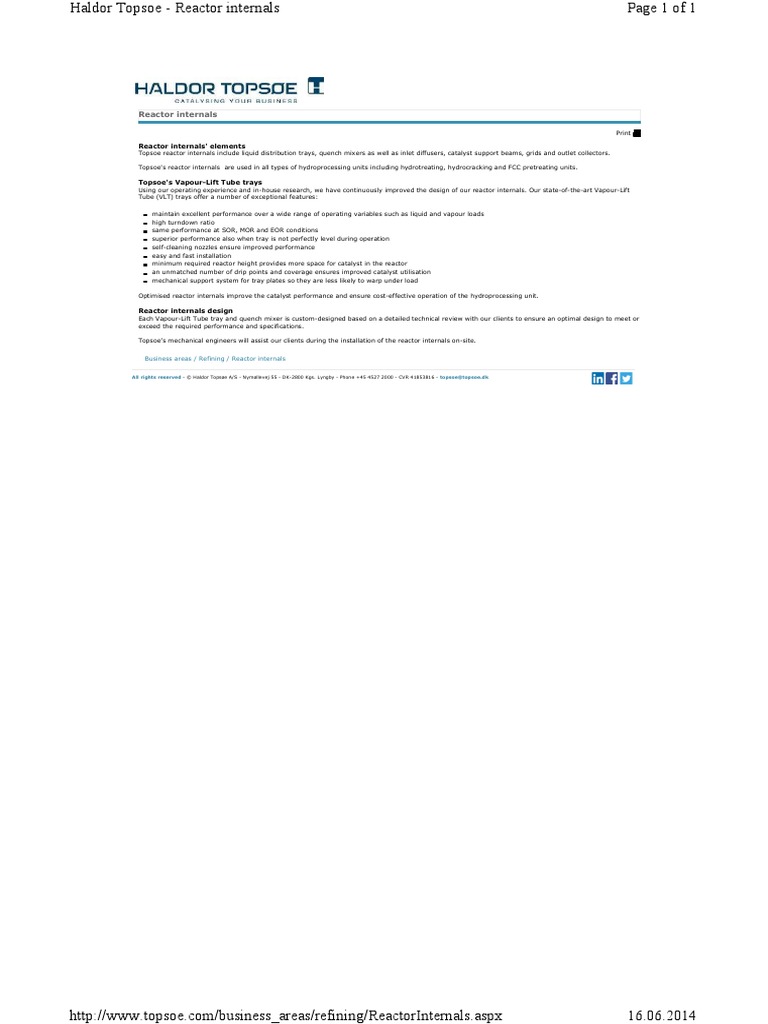 Haldor Topsoe ReactorInternals | PDF
