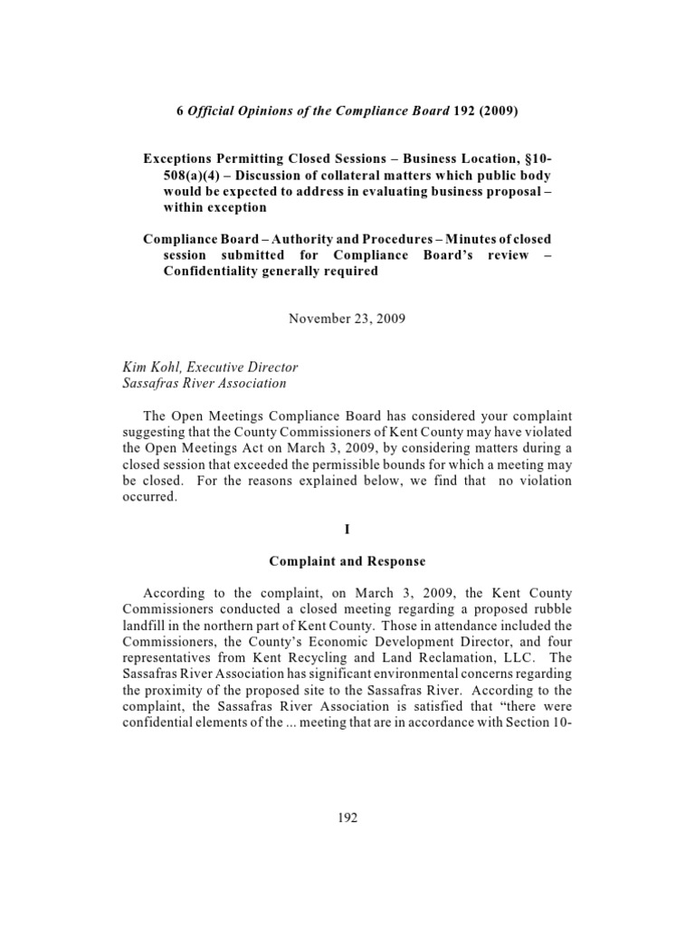 Official Opinions of The Compliance Board 192 (2009) : Kim Kohl ...