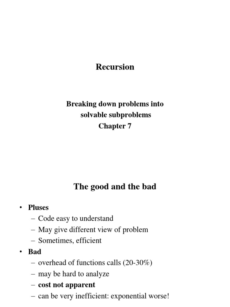 Recursion: Breaking Down Problems Into Solvable Subproblems | Download ...