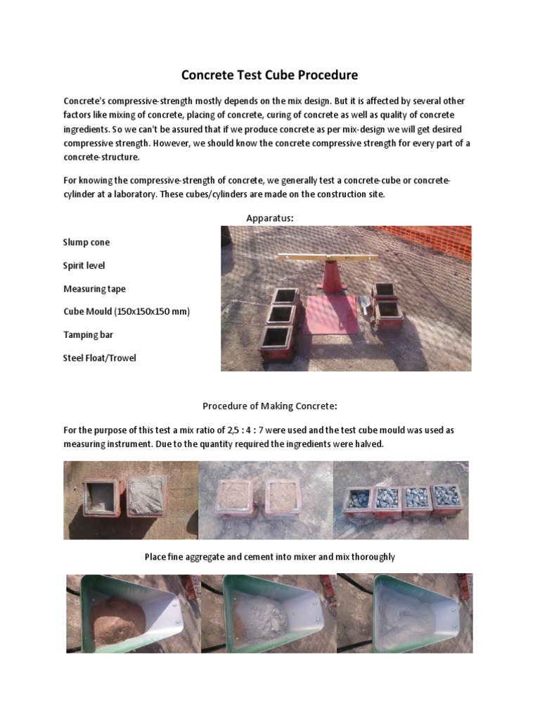 Concrete Test Cube Procedure | PDF | Concrete | Materials