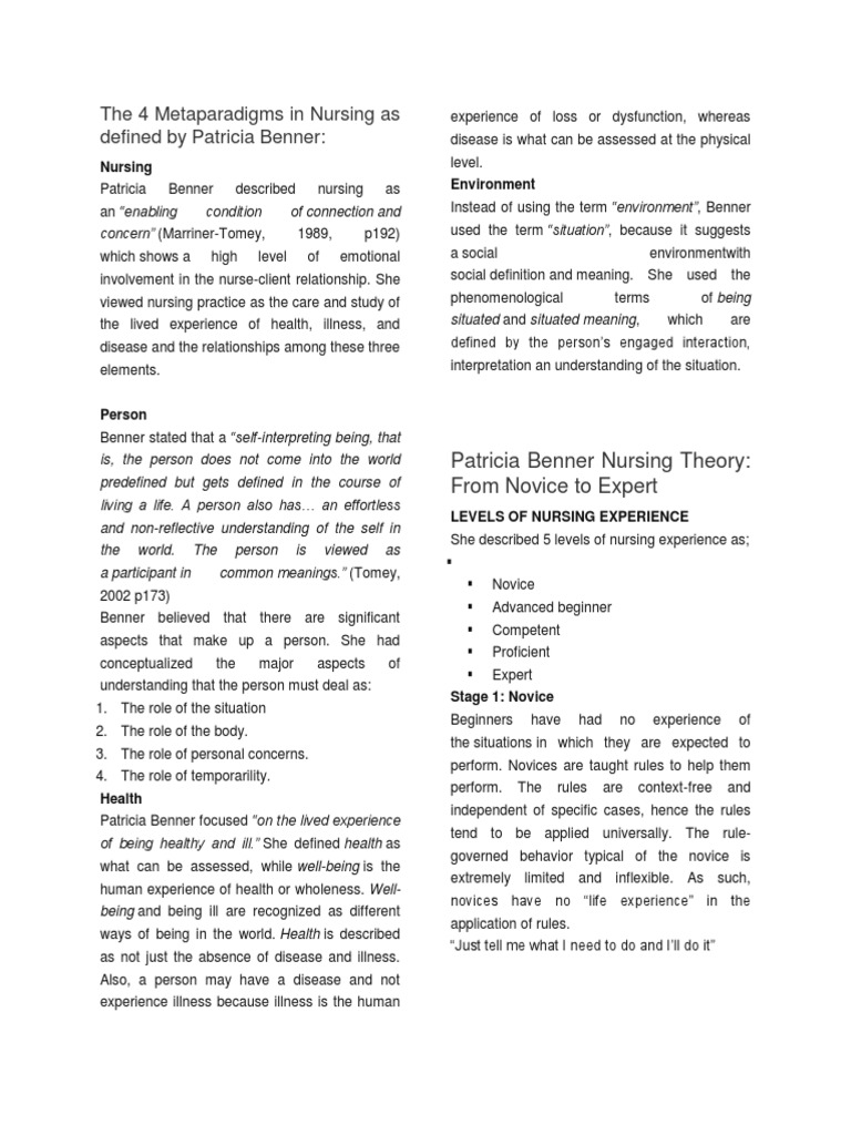 Benner Nursing Theory
