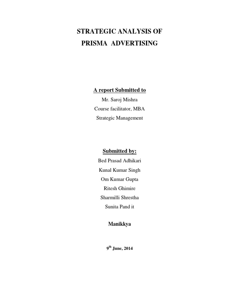 Prisma Report | PDF | Advertising | Strategic Management