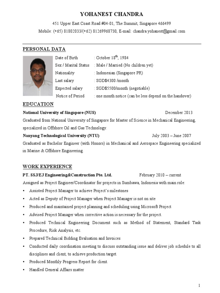 Resume - Chandra - Yohanest | PDF | Corrosion | Engineering
