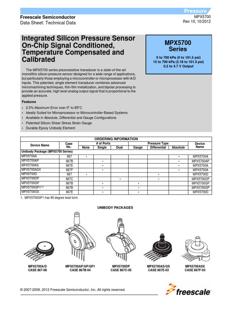 MPX5700 | Download Free PDF | Sensor | Pressure