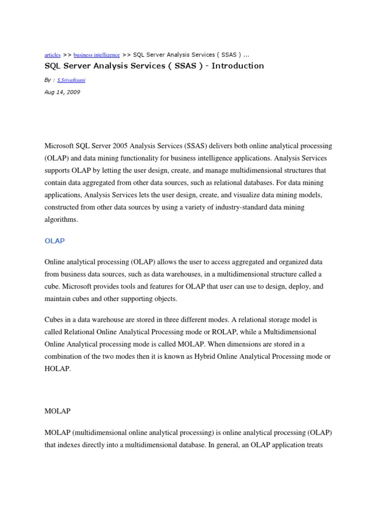 SQL Server Analysis Services (SSAS) .. | PDF | Microsoft Sql Server | Port (Computer Networking)