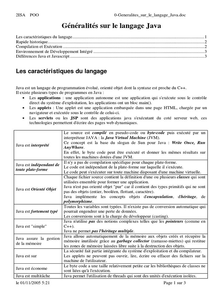 Généralités Sur Le Langage Java | PDF | Eclipse (Logiciel) | Java (Langage de programmation)