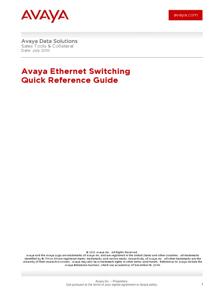 Avaya Ethernet Switching Guide | Download Free PDF | Network Switch ...
