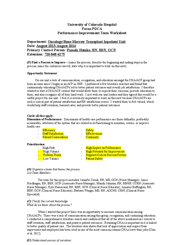 Pdca 2 | PDF | Employee Retention | Nursing